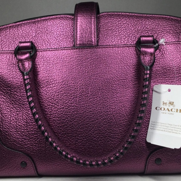 Coach | Bags | Coach Metallic Mauve Leather Mercer 24 Satchel | Poshmark